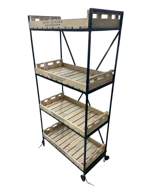 Mango Wood And Iron Storage Shelf – Blue Goose Imports